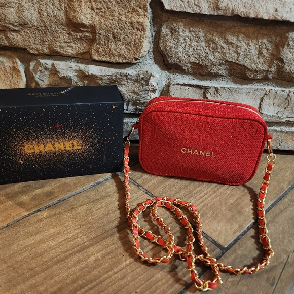 CHANEL | Bags | Chanel Red Tweed Crossbody Bag In Box | Poshmark
